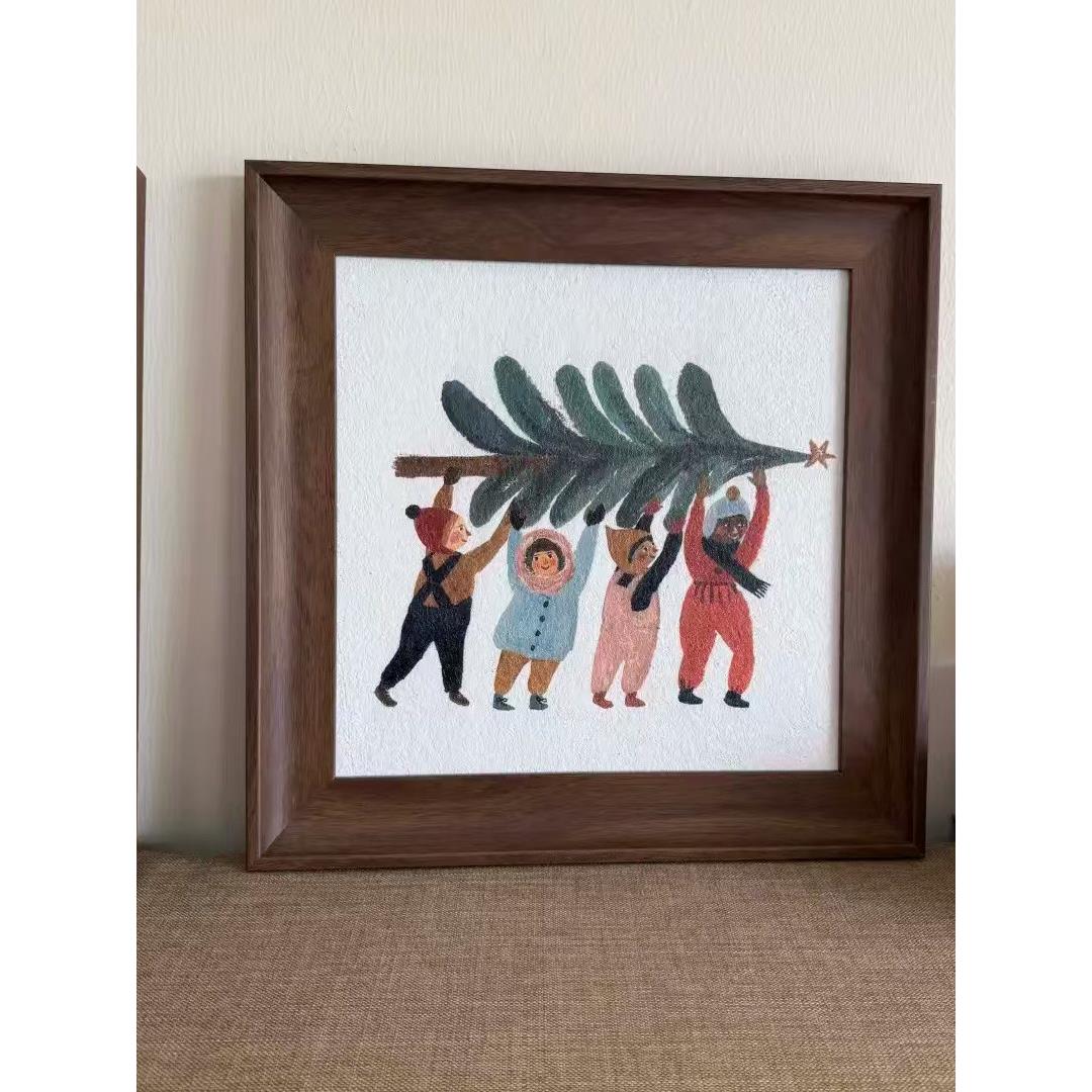 砂岩画北欧覆古小众插画岩板画人物装饰画民宿咖啡店文艺卧室挂画