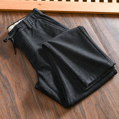 舒适磨毛宽松微锥松紧腰休闲裤