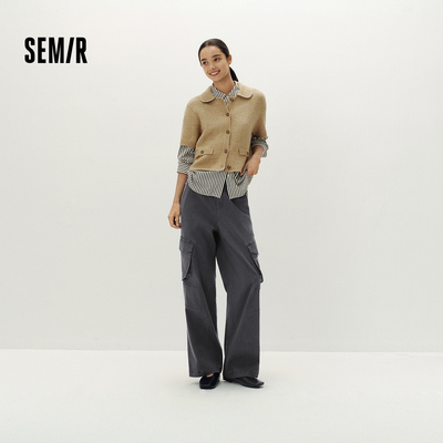 [商场同款]森马 x Marcus联名款休闲裤女阔腿裤2025秋新款工装裤