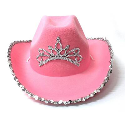 1pc Cowboy Cap Western Style Pink Cowboy Hat With Blinking C