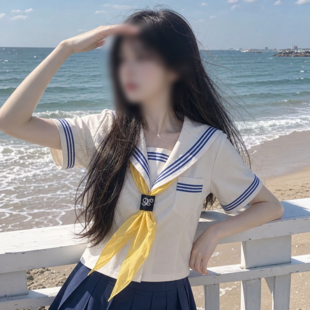 【蓝三本】城南诗中意基础款套装学院风日系制服校供学生短袖套装