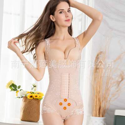 蕾丝无痕收腹束腰美体提臀加强前排扣女塑身衣连体后脱内衣衣2573