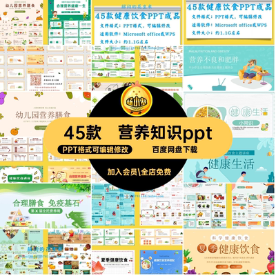 营养知识pptPPT格式可编辑修改常识生活模板45款成品小幻