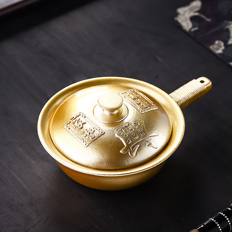 平底锅家和万事兴树脂烟灰缸带盖防风防飞灰茶几个性装饰摆件