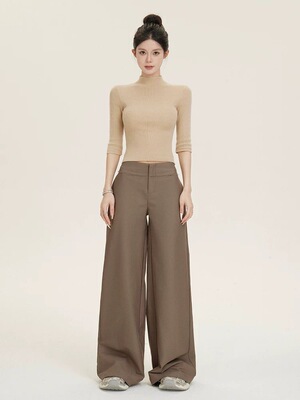 cchun纯子   气质女王 低腰毛边设计感西裤秋冬新款宽松阔腿长裤