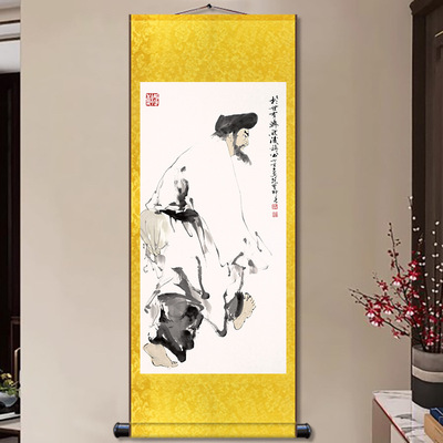 济公活佛道济画像客厅卷轴挂画中式禅意装饰画丝绸墙壁画国画挂轴