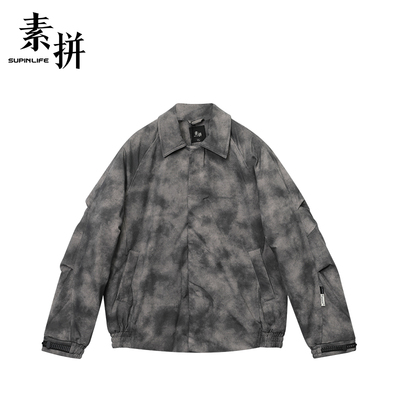 素拼男装冬季潮牌工装迷彩棉服外套男士棉衣翻领SPAMY557031AM