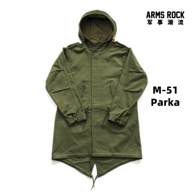 复古长款派克休闲连帽外套风衣