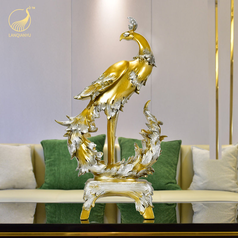 欧式家居凤凰摆件客厅玄关电视柜手工制作树脂装饰品创意艺术礼品_虎窝淘