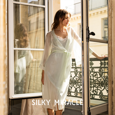 Pearl法式真丝长吊带睡裙女睡袍