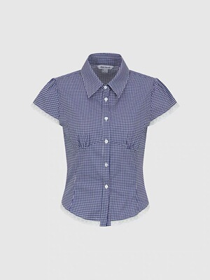 SH&UR2026夏季新款女装复古法式翻领花边开襟短袖衬衫女UYU260039