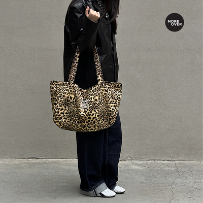 Moreover豹纹托特包大容量帆布包手提包女单肩包简约时尚