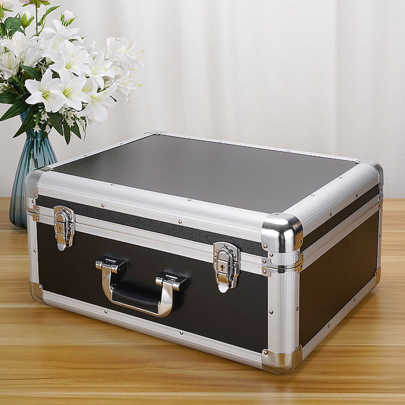 手提式铝合金箱子带锁大号多功能五金收纳储物箱仪器样品箱海绵盒_虎窝淘