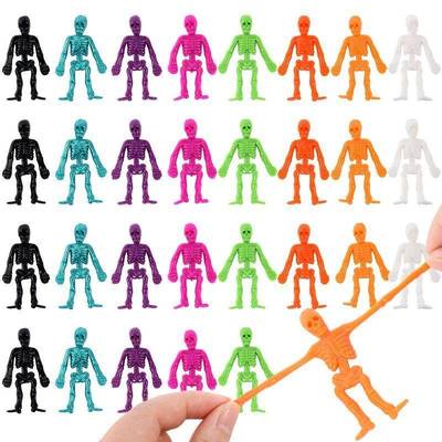 16Pcs Stretchable Skeleton Skull Man Toy Kids Halloween Birt