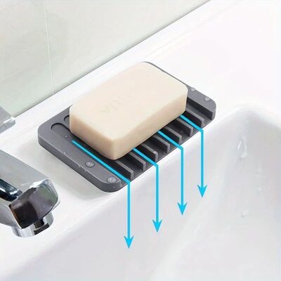 1-Pack Free Punch Soap Box Silicone Draining Soap Holder Cre