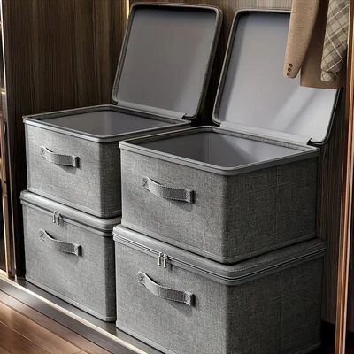 Foldable Storage Box with Cloth Cover , clothes organizer, L