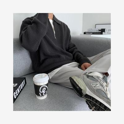 Half Zip Sweater Men's Autumn/Winter Polo Shirt Loos