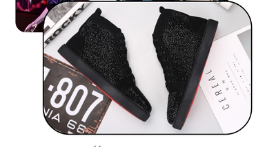 АCL男鞋高帮水钻真皮平底鞋