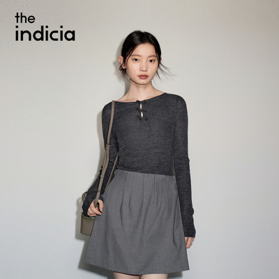 indicia标记商场同款2026秋季女装灰色薄款羊毛针织衫L2C6ZZ218Z
