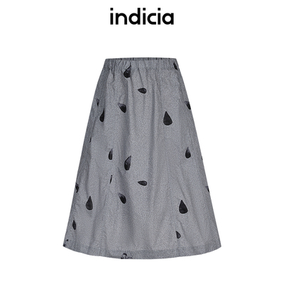 indicia标记商场同款25夏新款休闲纯棉印花A字半裙 F2B5QZ157N