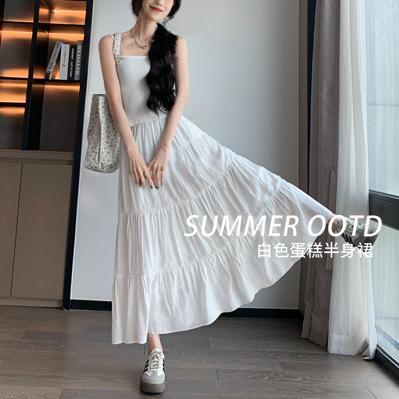 白色半身裙女2026新款夏季高腰大摆裙a字伞裙长裙子小个子蛋糕裙