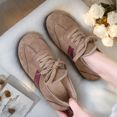 平底德训女鞋冬季新款加绒保暖棉鞋软底防滑运动复古休闲鞋