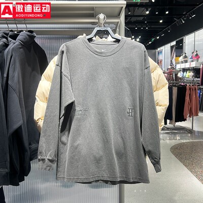 耐克男装2026春新款复古印花宽松圆领蓝球运动长袖T恤 IH5086-010