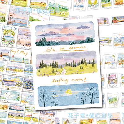 126张过路皆是风景手账贴纸小清新植物花卉艺术浪漫英文素材贴画