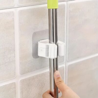 4-piece Mop Holder Without Drilling, Adhesive Installation,
