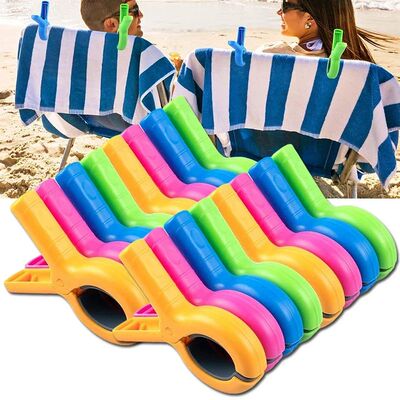 Storage Bag Included, 4/8 Pcs Large Beach Towel Clips for Be