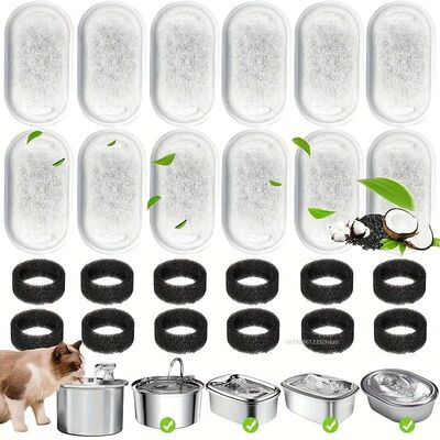 6/12PCS Cat Water Fountain Activated Carbon Sponge Filters f