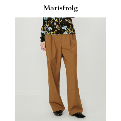 Marisfrolg玛丝菲尔秋季新款休闲时尚棕色通勤百搭阔腿西装裤子女