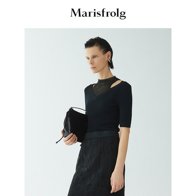 【商场同款】玛丝菲尔女装秋季新款黑色毛针织衫A1AY3805M