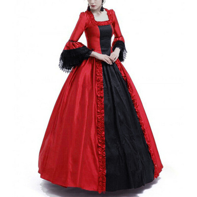 Christmas lace flared sleeve medieval dress圣诞蕾丝女连衣裙