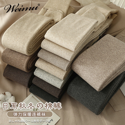 秋冬加绒加厚连裤袜少女咖色美拉德磨毛打底裤微压力灰色保暖袜子