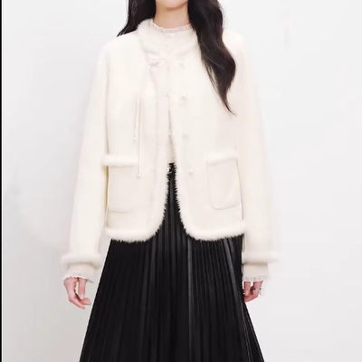 音影儿气质新中式短款毛呢外套