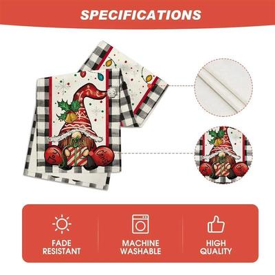 Gnome Christmas Table Runner, Xmas Trees Merry Christmas Tab