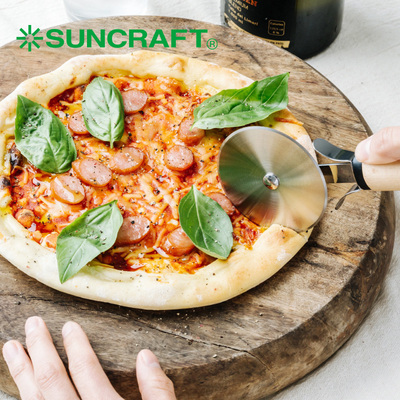 suncraft日本进口披萨切刀不锈钢滚刀家用披萨铲子切面皮切馕