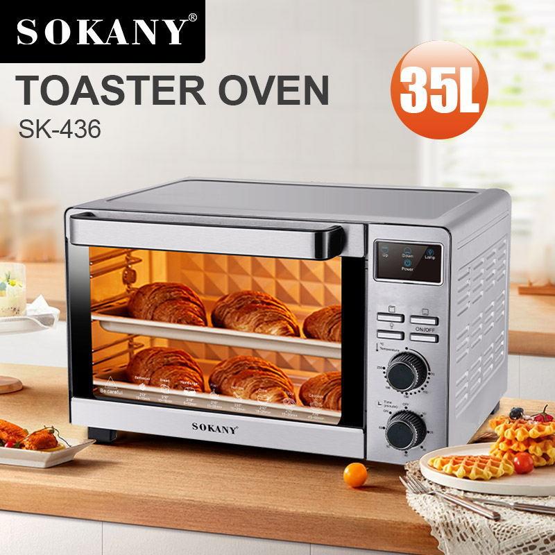 跨境sokany436电烤箱家用多功能烤箱烘焙烤箱35L大容量多层烤箱