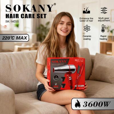 外贸SOKANY14035/14036吹风机家用美发夹板直发器电吹风组合套装