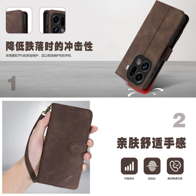 适用于oppo findx9皮套搭扣前后全包手机壳挂绳findx9pro吸磁插卡支架钱包款PLJ110翻盖双面保护全包防摔老人