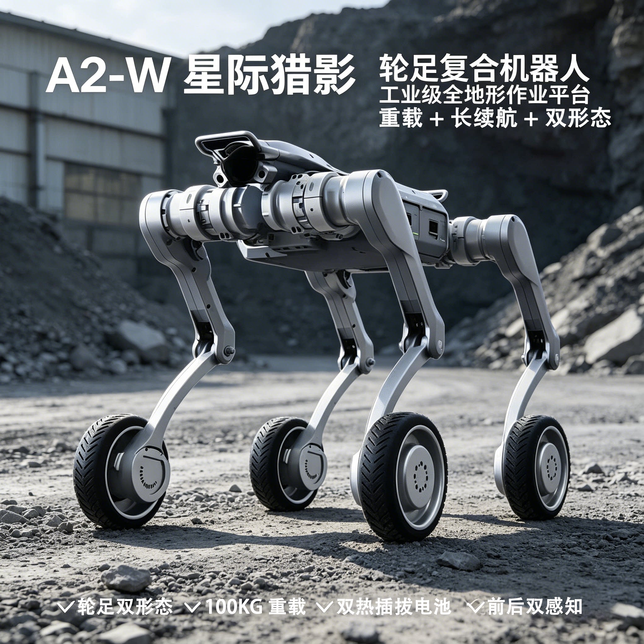 Unitree宇树A2-W轮足复合机器狗工业级全地形长续航双形态