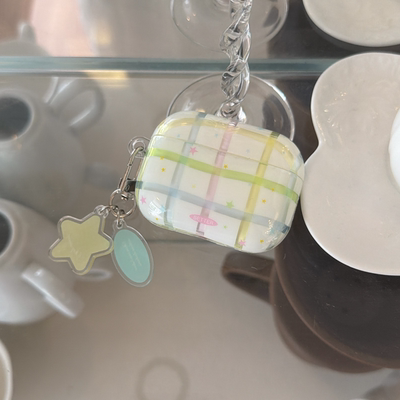 ins彩色格纹星星适用airpods4耳机套pro3新款airpodspro2保护套3代苹果无线蓝牙耳机壳二三代airpods1/2韩系