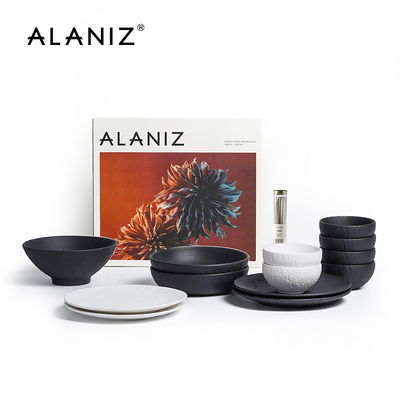 alaniz岩碗碟套装家用2025新款餐具套组黑白轻奢乔迁新居送礼碗具