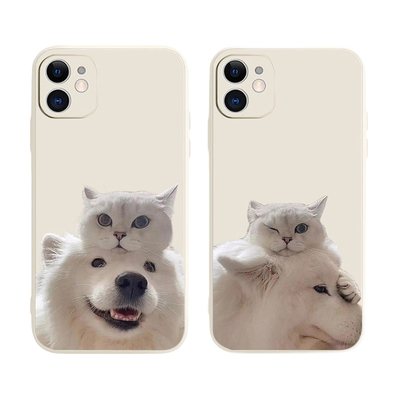 可爱情侣手机壳适用iPhone15苹果12软13pro猫咪14狗Xsmax萨摩耶mate60华为P50荣耀vivox90小米opporeno10萌11