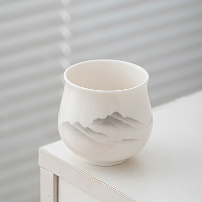 德化白瓷功夫茶具茶杯陶瓷家用一口杯品茗杯简约中式大号主人单杯