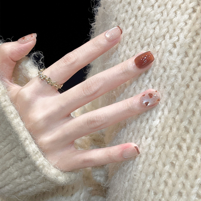 显白复古豹纹辣妹粉色猫眼小短甲