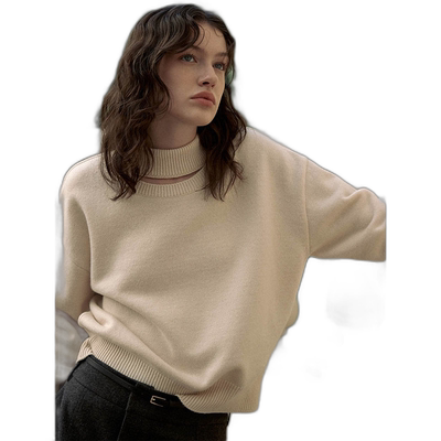 韩国直邮LOEUVRE正品 女装T恤304134839Cut-out mock neck pullov