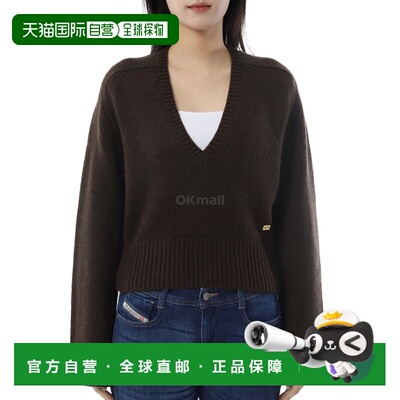 韩国直邮GANNI 棕色V领套头衫（K2614 869） 圆领针织