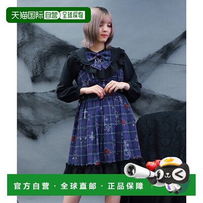 1h可退 日本直邮NIBBLE POISON 女装 原创噩梦格纹 连衣裙 蕾丝拼